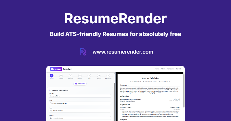 ResumeRender – Free ATS-Friendly Resume Builder